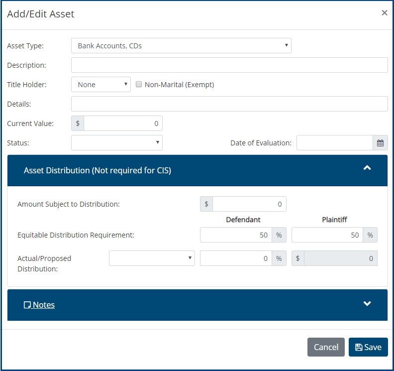 CIS Client Portal Assets & Liabilities